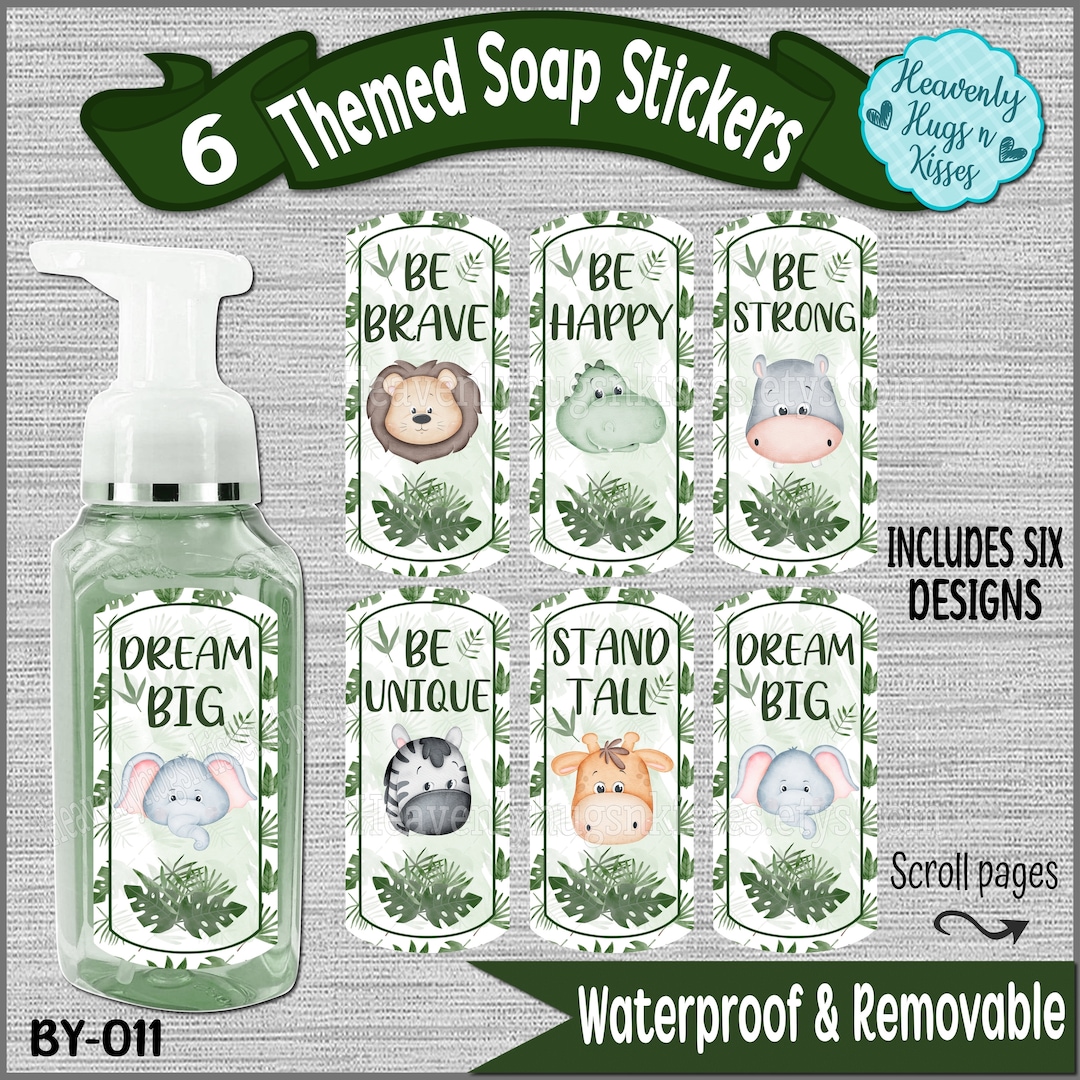 Safari Soap Labels Jungle Hand Soap Decals Cute Foam Hand Soap Stickers ...
