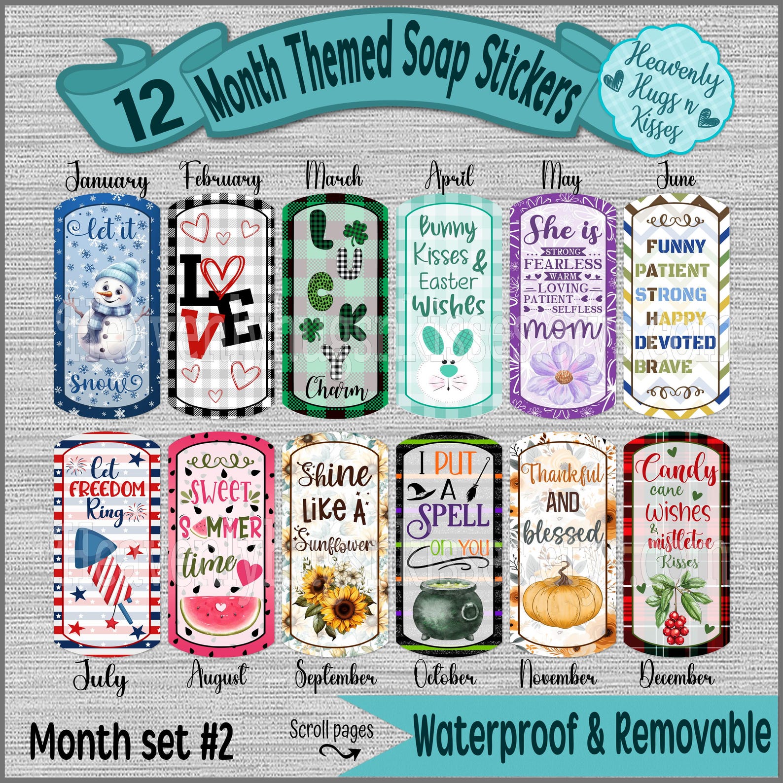 Month Soap Label Month Themed Hand Soap Decal Foam Hand Soap Sticker ...