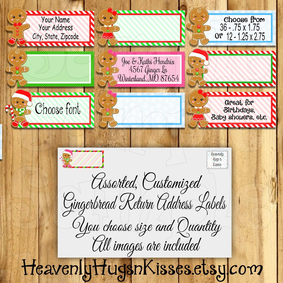 Personalized Gingerbread Address Labels Christmas Party Address Label ...