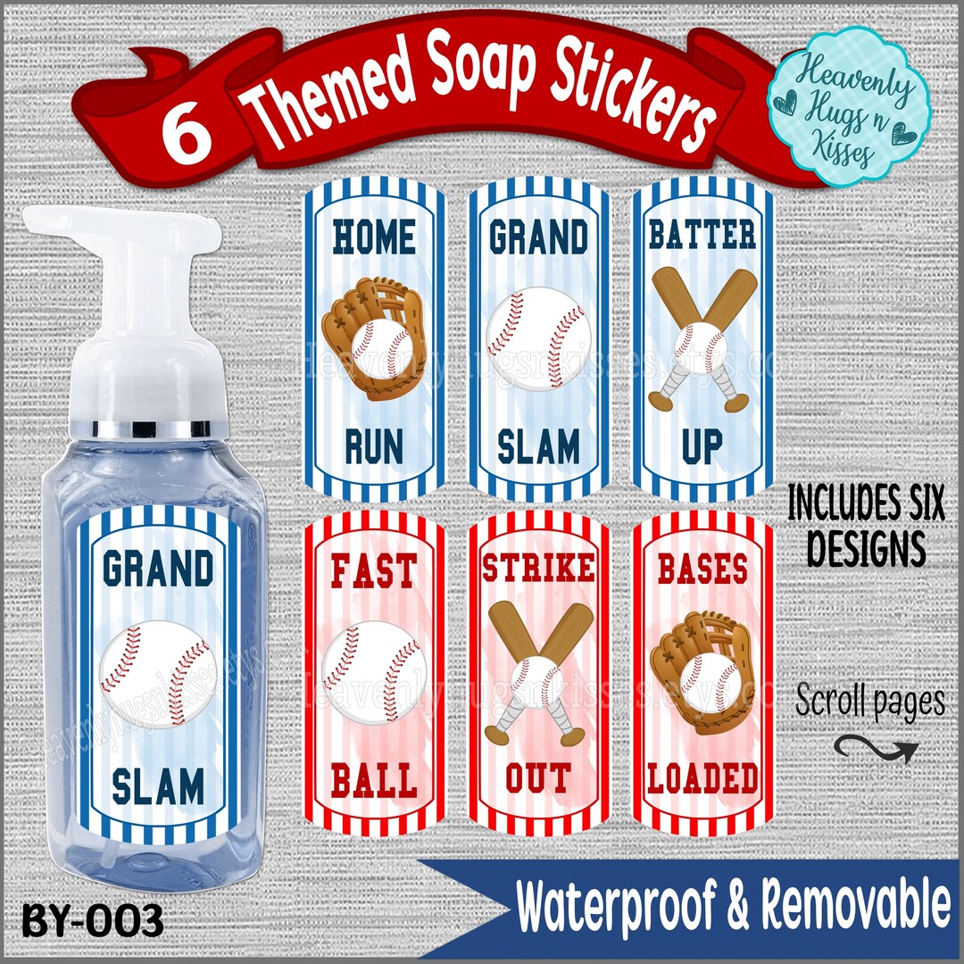 Baseball Soap Label Baseball Hand Soap Decal Foam Hand Soap Sticker ...
