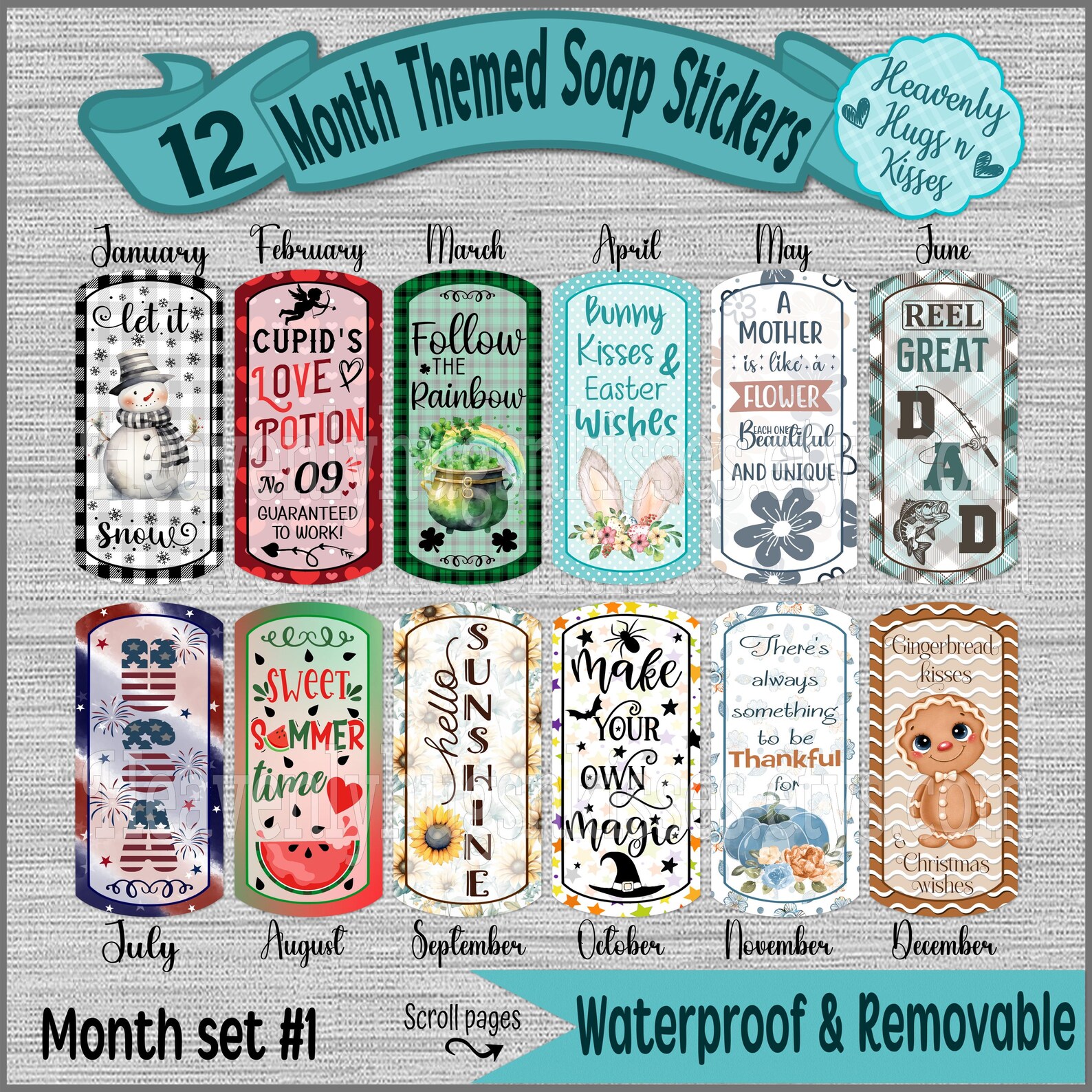 Month Soap Label Month Themed Hand Soap Decal Foam Hand Soap Sticker ...