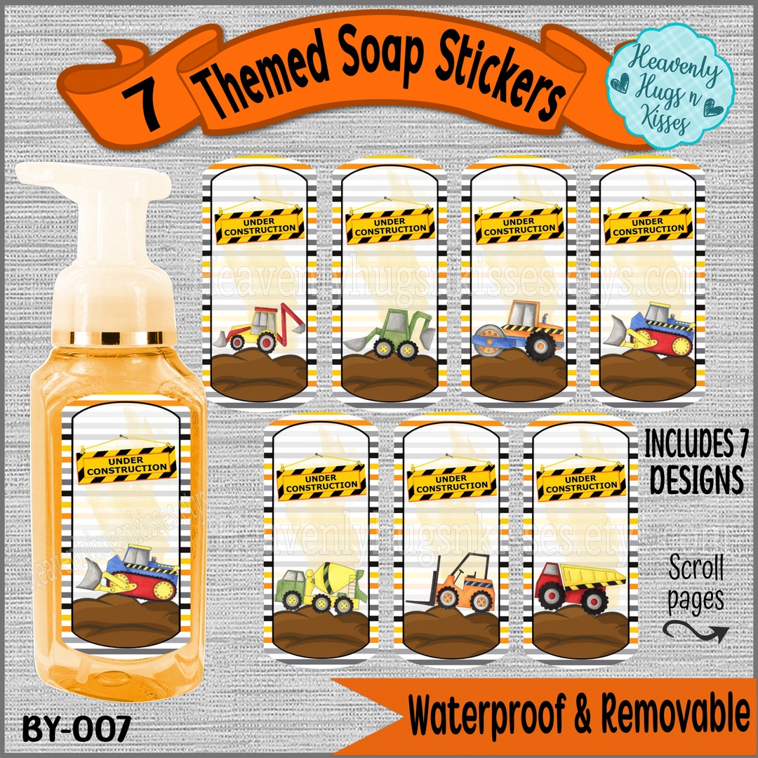 Construction Soap Set Construction Hand Soap Decal Foam Hand Soap ...
