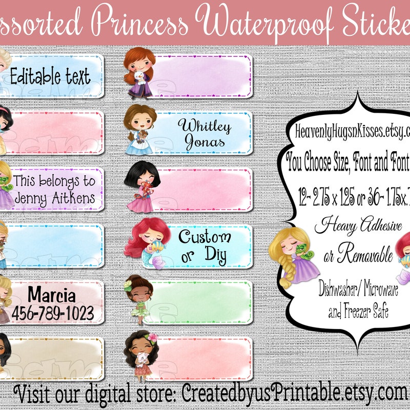 Princess Labels - Etsy