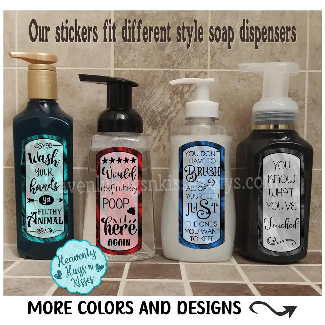 Waterproof Soap Label Wash Your Hands Ya Animal Sticker Soap Dispenser ...