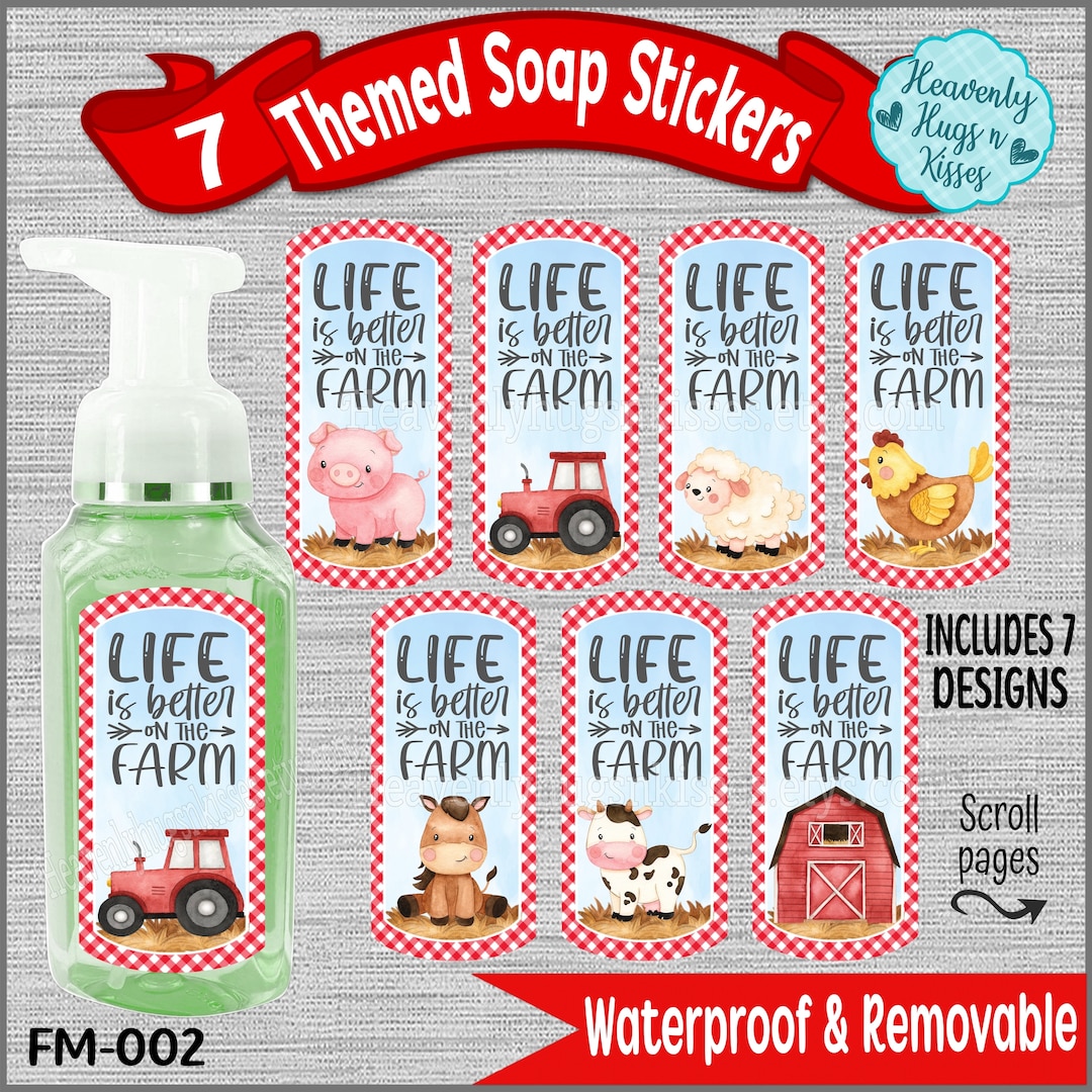 Farm Hand Soap Decal Farm Soap Label Foam Hand Soap Sticker Foaming ...