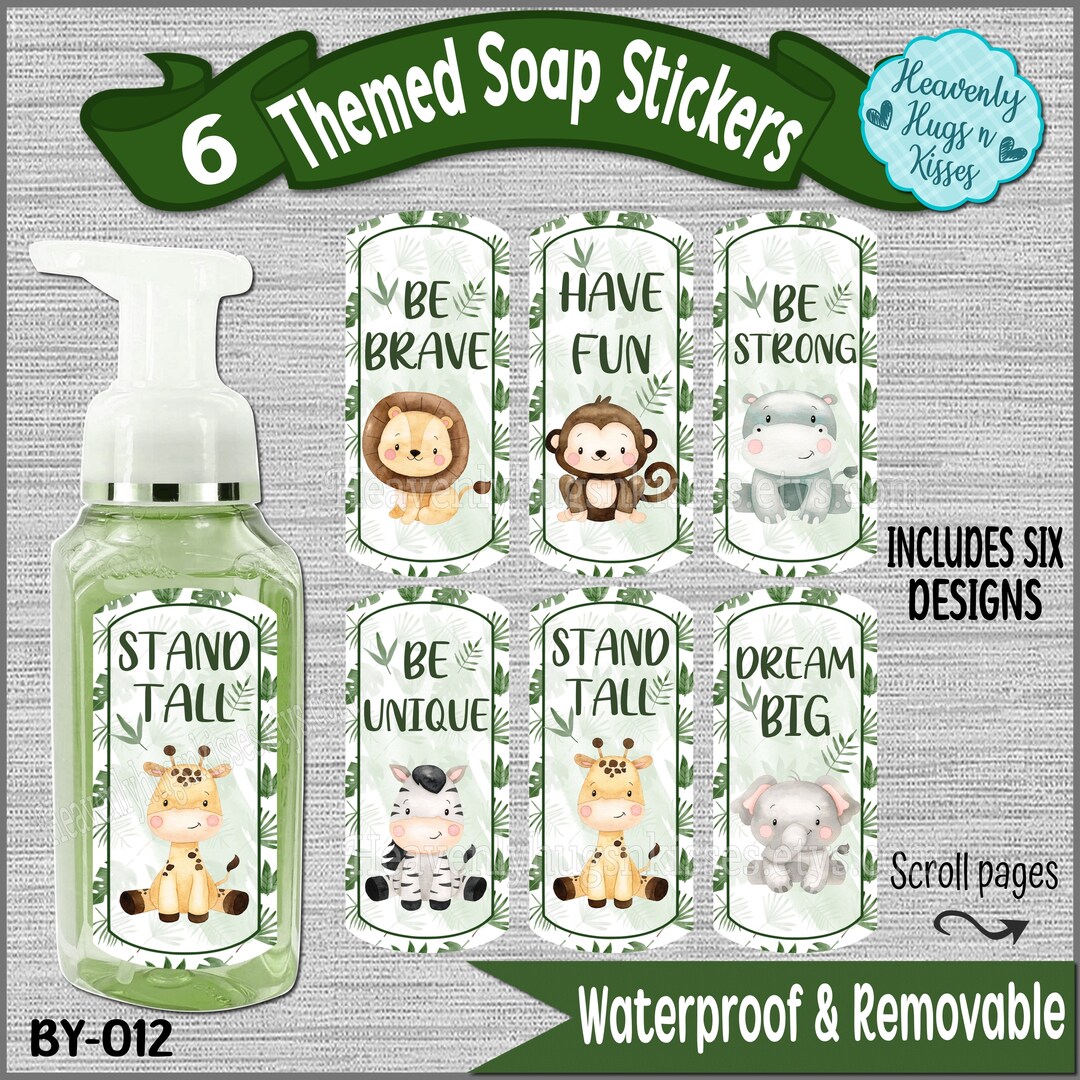 Safari Soap Labels Jungle Hand Soap Decals Cute Foam Hand Soap Stickers ...