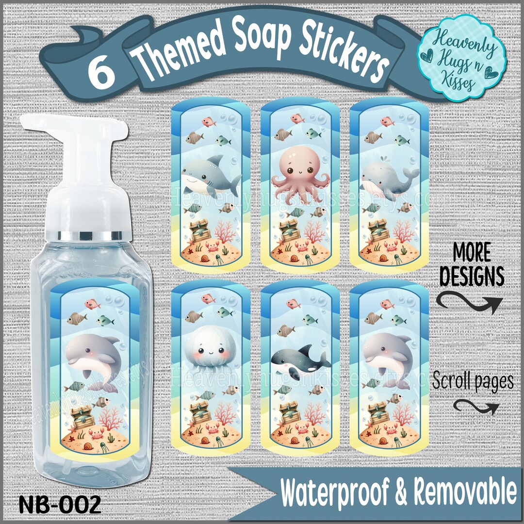 Nautical Soap Labels Sea Creature Hand Soap Decals Foam Hand Soap ...