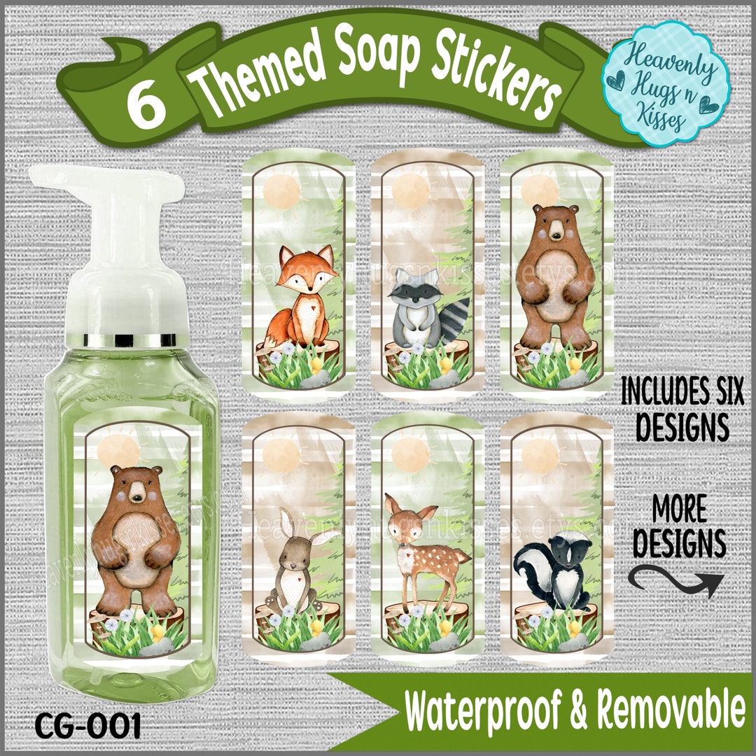 Camping Hand Soap Decals Woodland Soap Labels Foam Hand Soap Stickers ...
