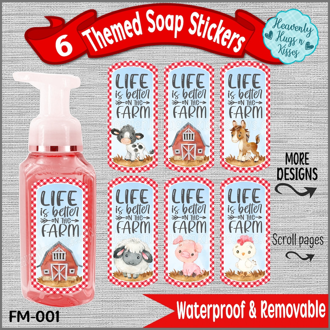 Farm Soap Label Farm Hand Soap Decal Foam Hand Soap Sticker Foaming ...
