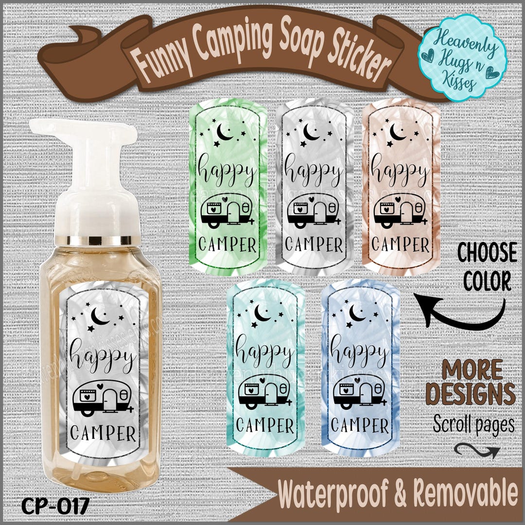 Camping Soap Labels, Happy Camper, Soap Stickers, Camping Decals ...