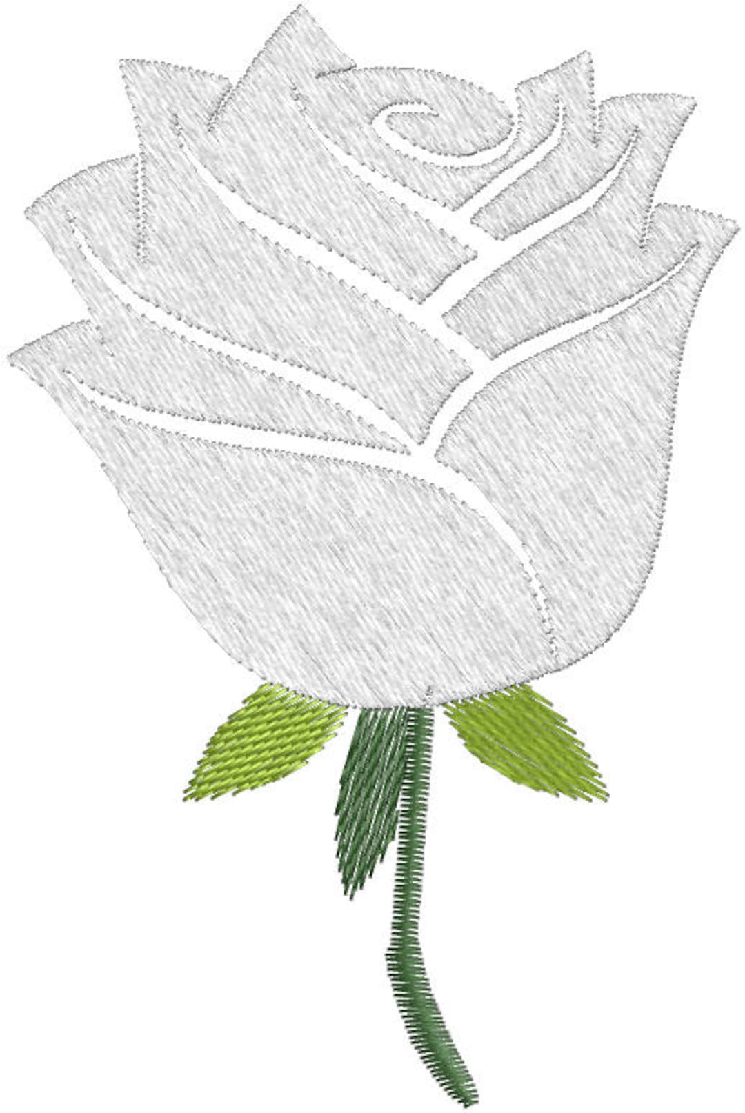 White Rose on Stem Embroidery Design - Etsy
