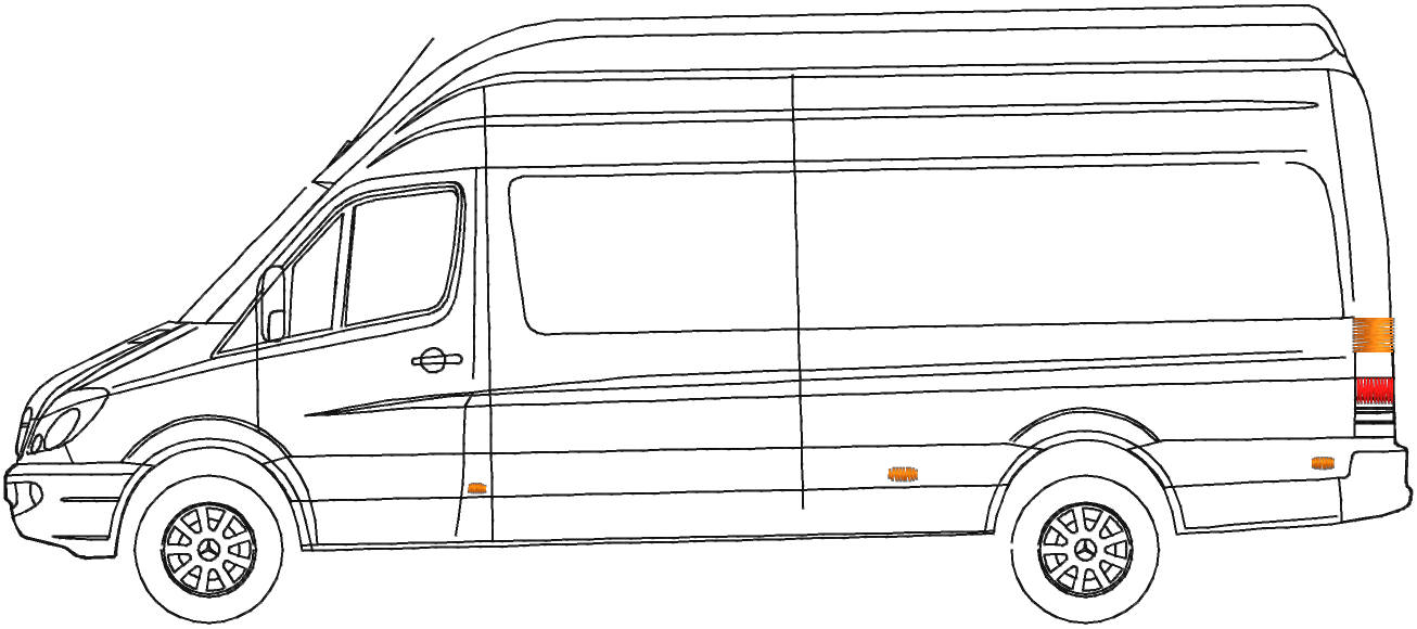 Mercedes Long Wheel Base Van Outline Embroidery Design - Etsy
