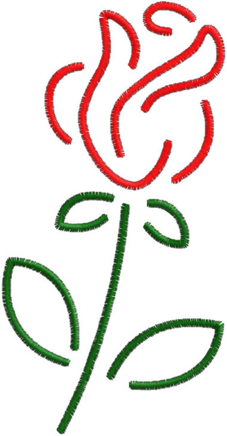 Red Rose Outline Embroidery Design - Etsy