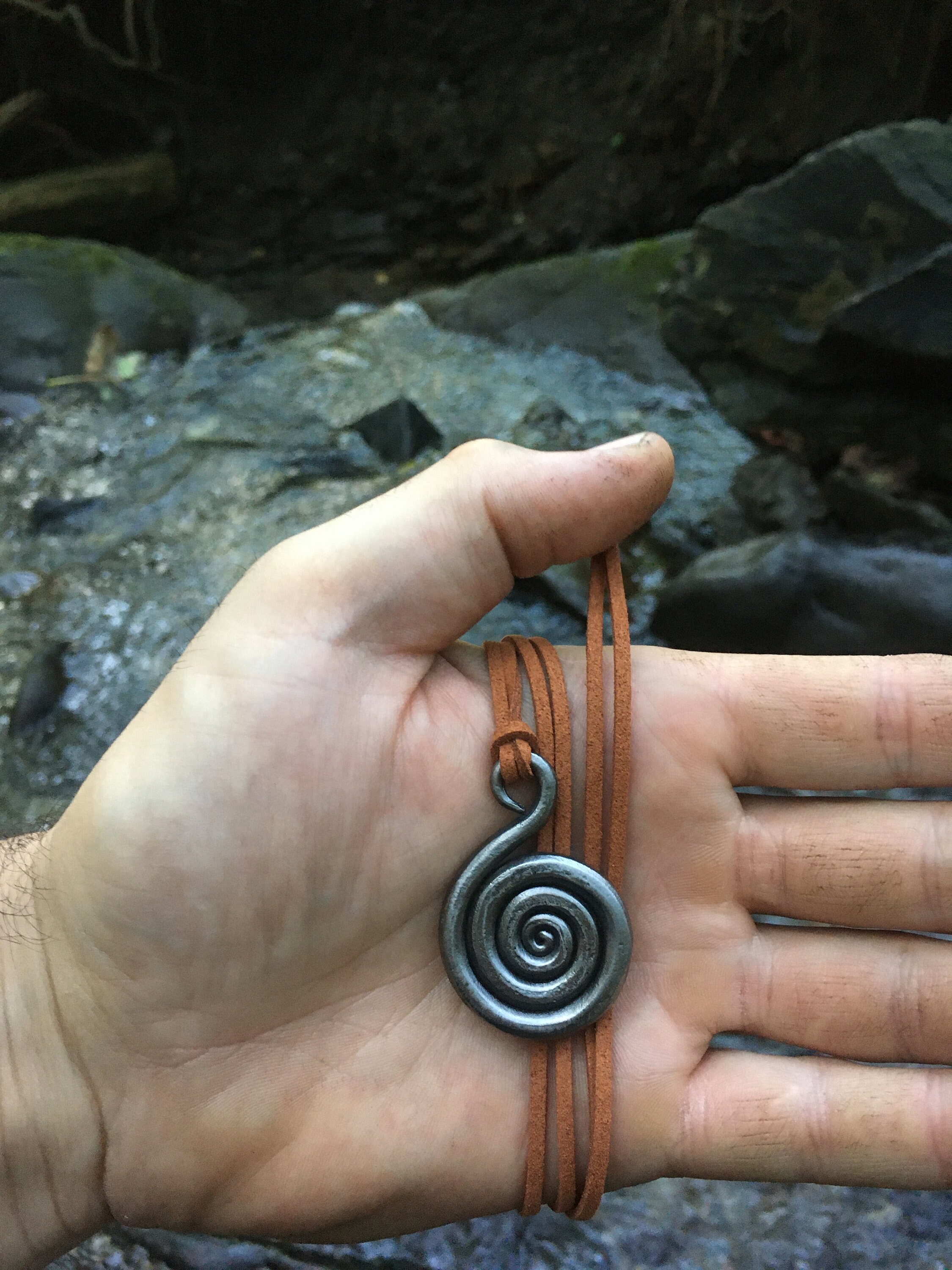 Spiral Pendant Handmade Forged Jewellery Blacksmith Iron Steel - Etsy