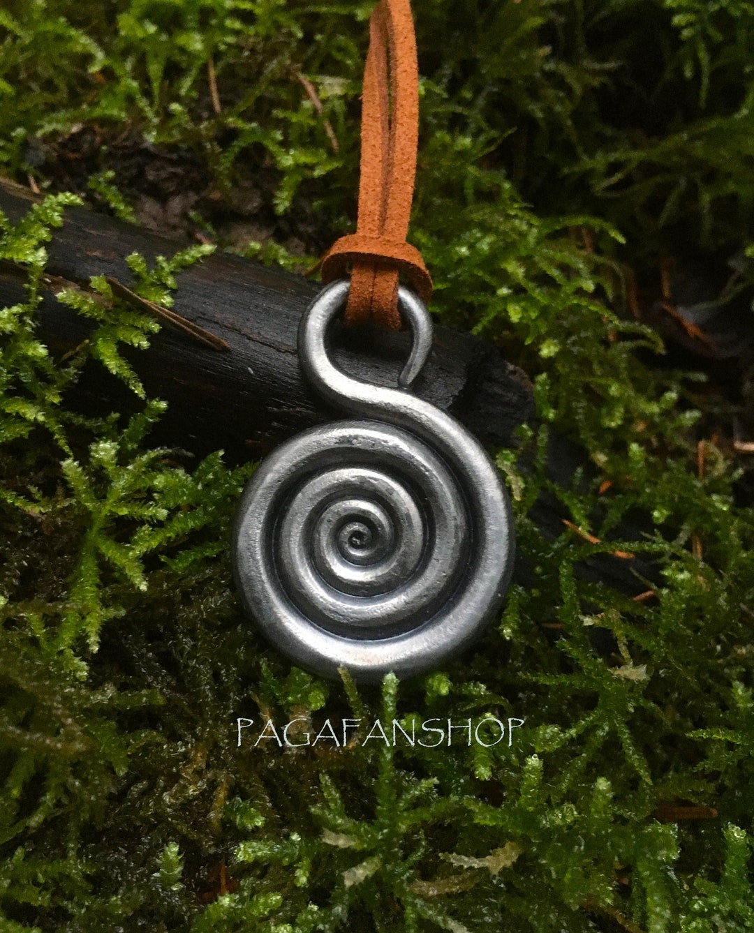 Spiral Pendant Handmade Forged Jewellery Blacksmith Iron Steel Necklace ...