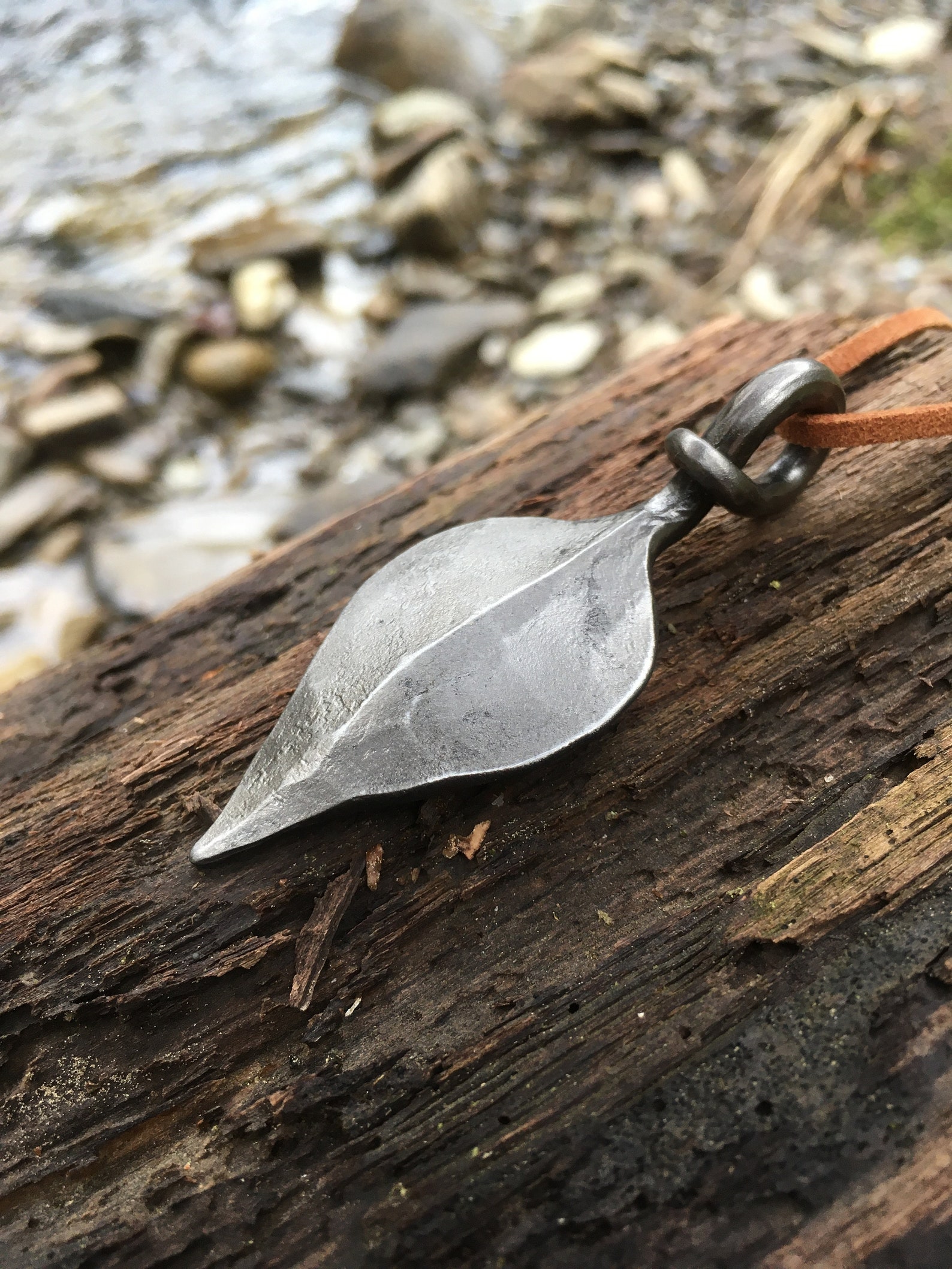 Leaf Pendant Handmade Forged Jewellery Blacksmith Iron Steel | Etsy