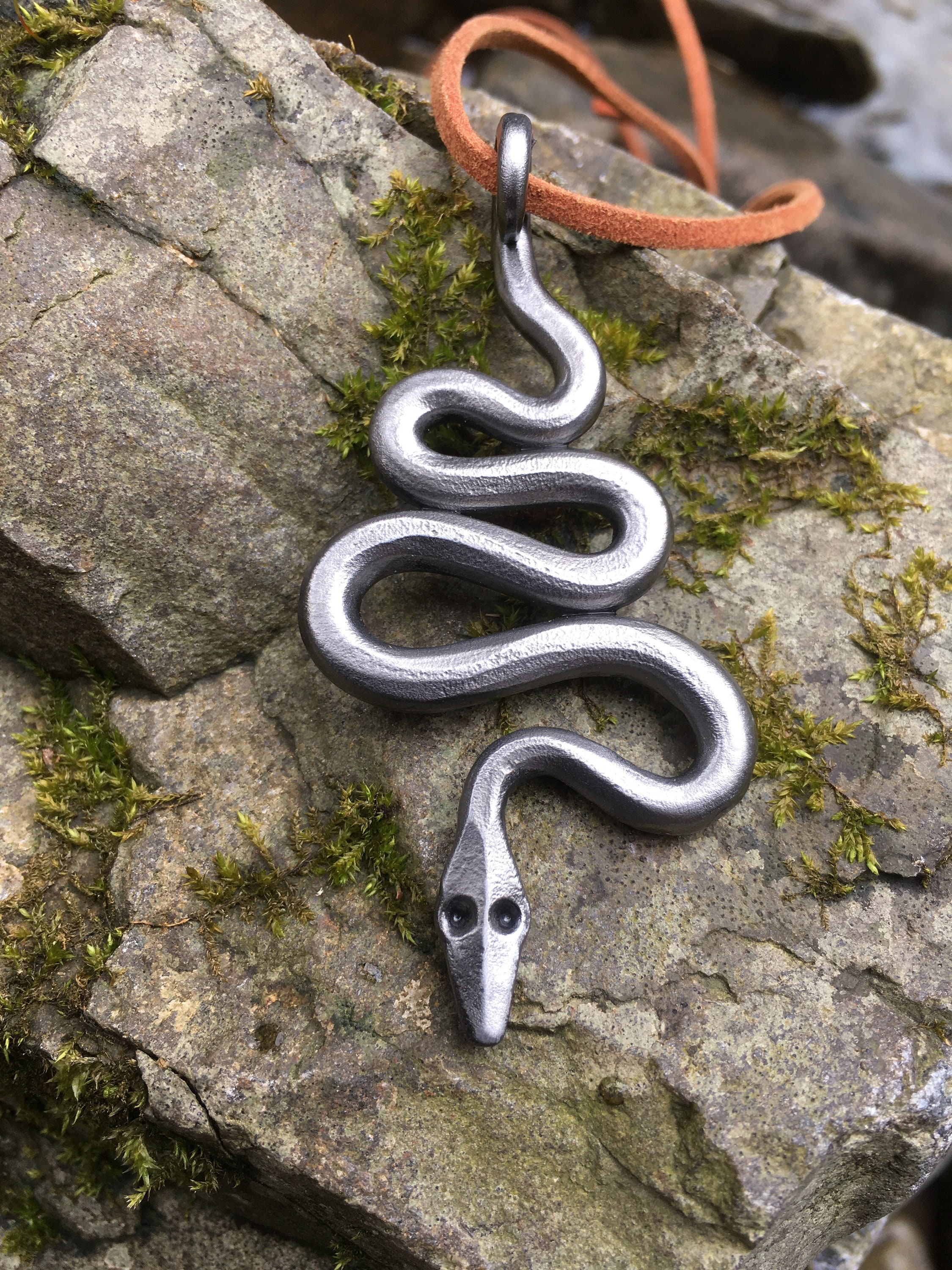 Snake Pendant Handmade Forged Jewellery Blacksmith Iron Steel | Etsy