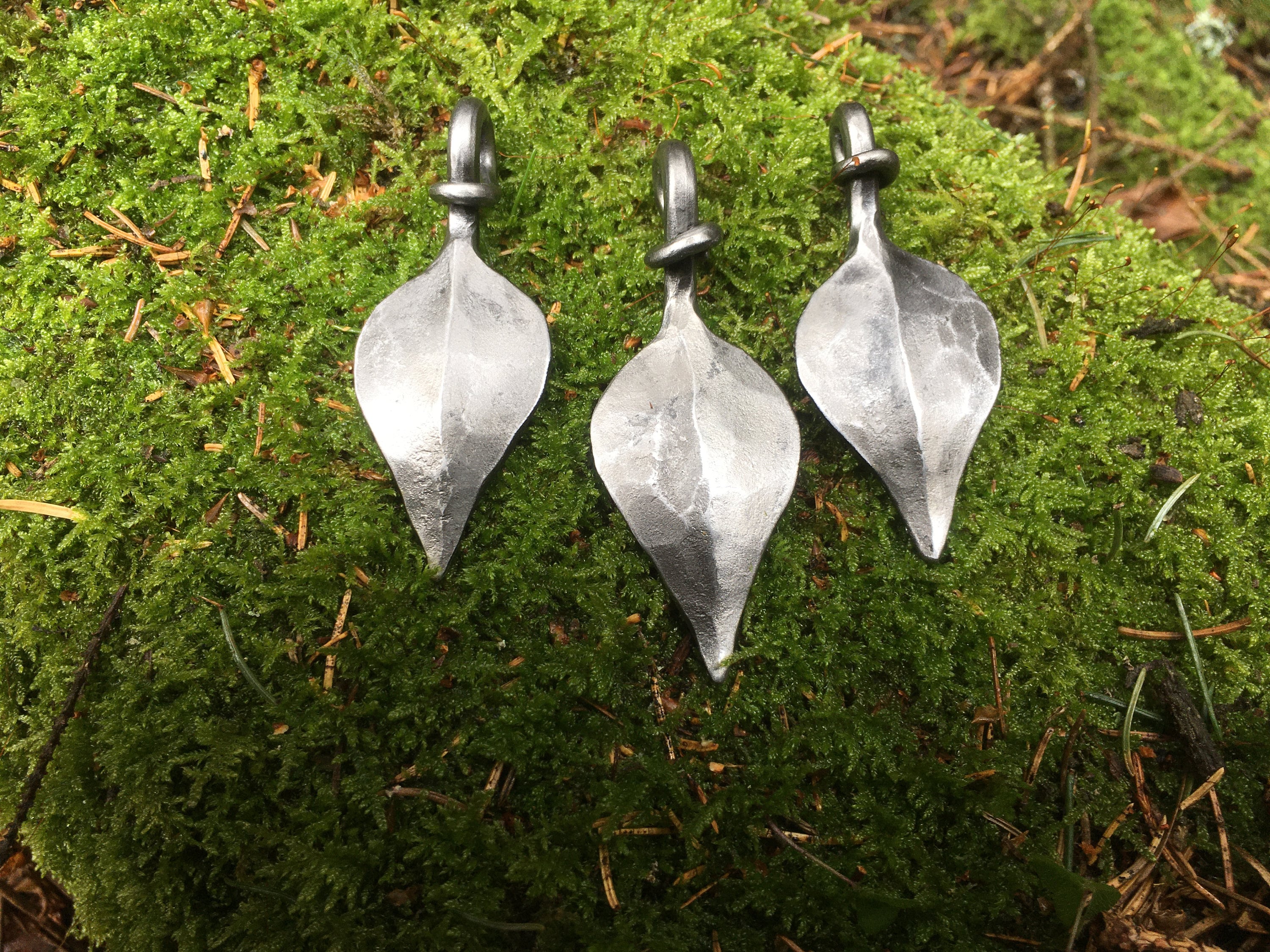 Leaf Pendant Handmade Forged Jewellery Blacksmith Iron Steel | Etsy