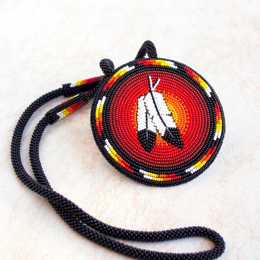 Eagle Feather Medallion, Traditional American Necklace, Medicine Wheel ...