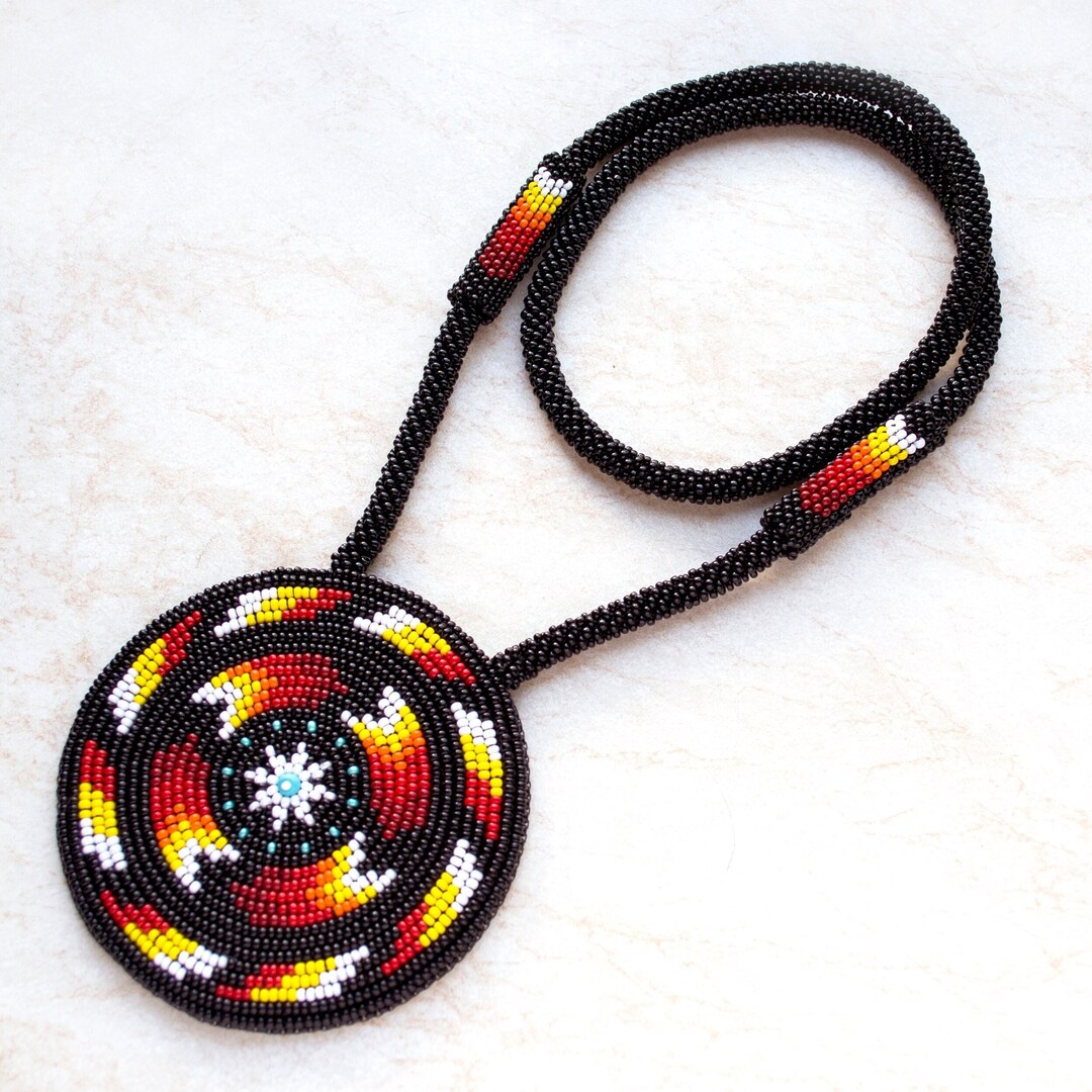 Traditional Beaded Medallion Medicine Wheel in National Style, Native ...