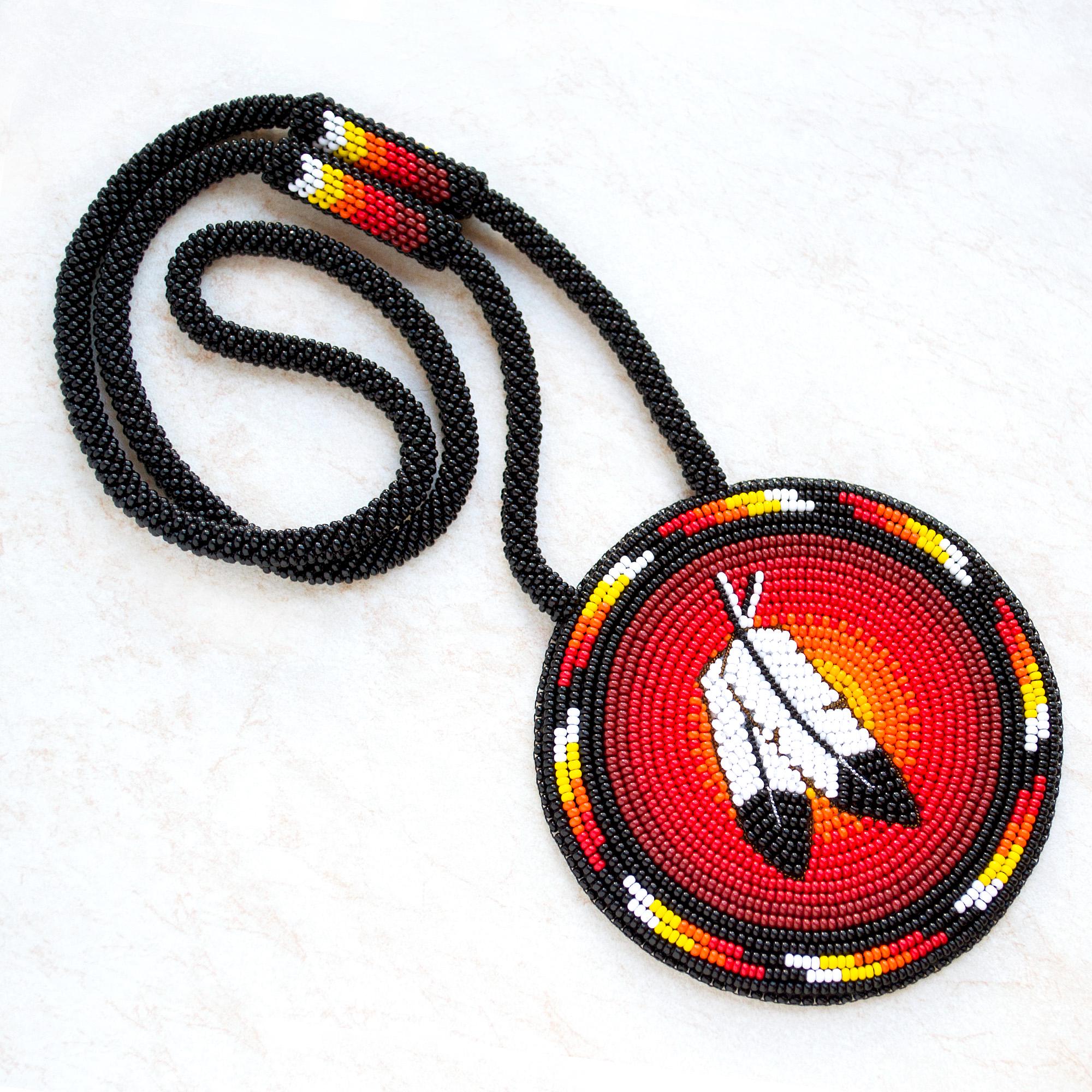 Eagle Feather Medallion, Traditional American Necklace, Medicine Wheel ...