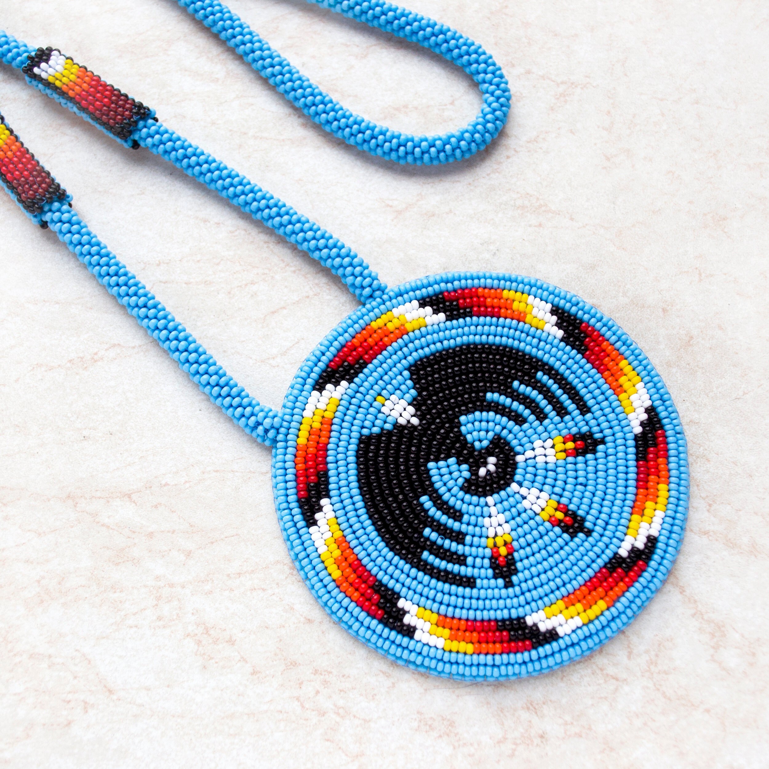 Beaded Medallion Necklace With an Eagle - Etsy Canada