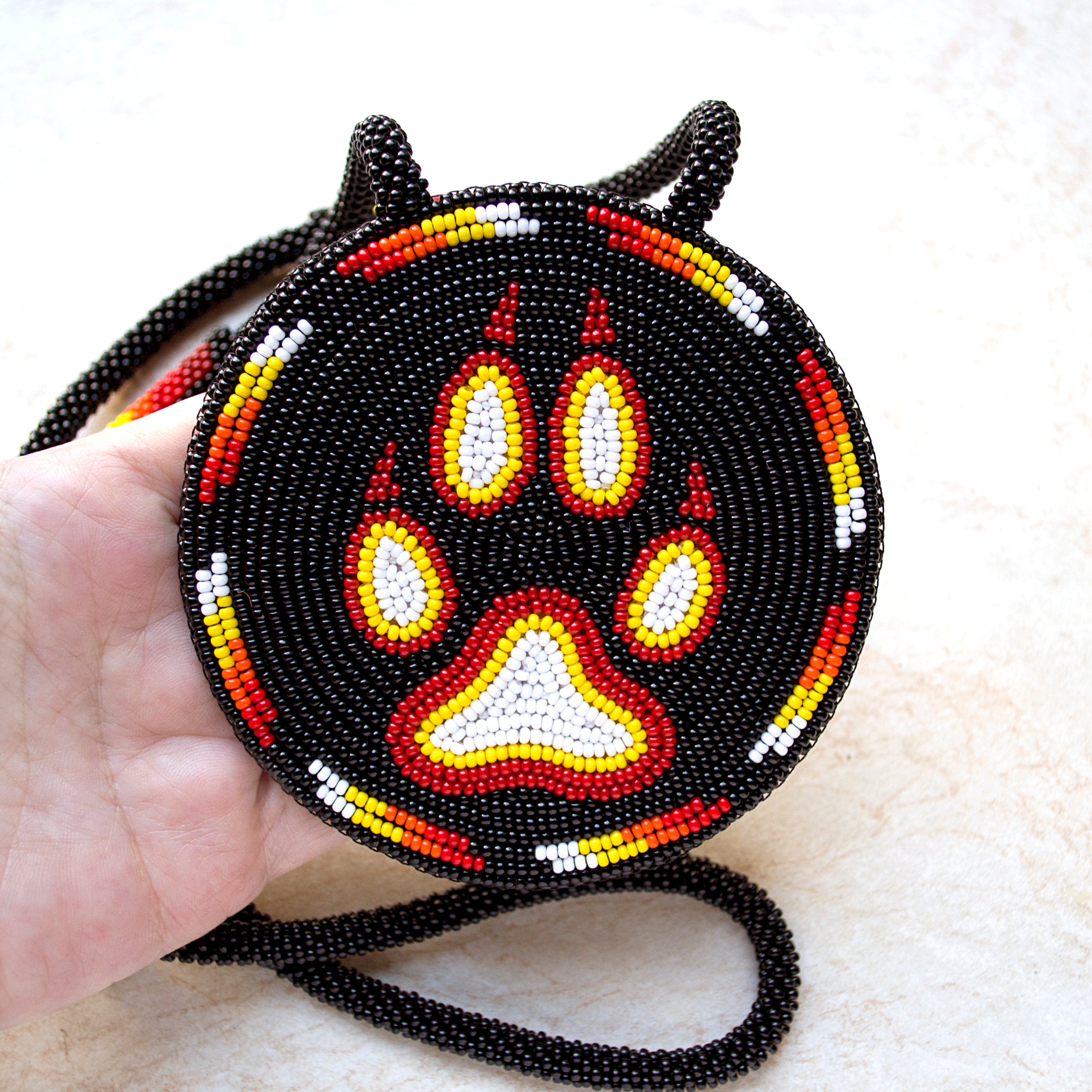 Beaded Medallion Wolf Paw, Medicine Wheel Colors Necklace, Native Style ...