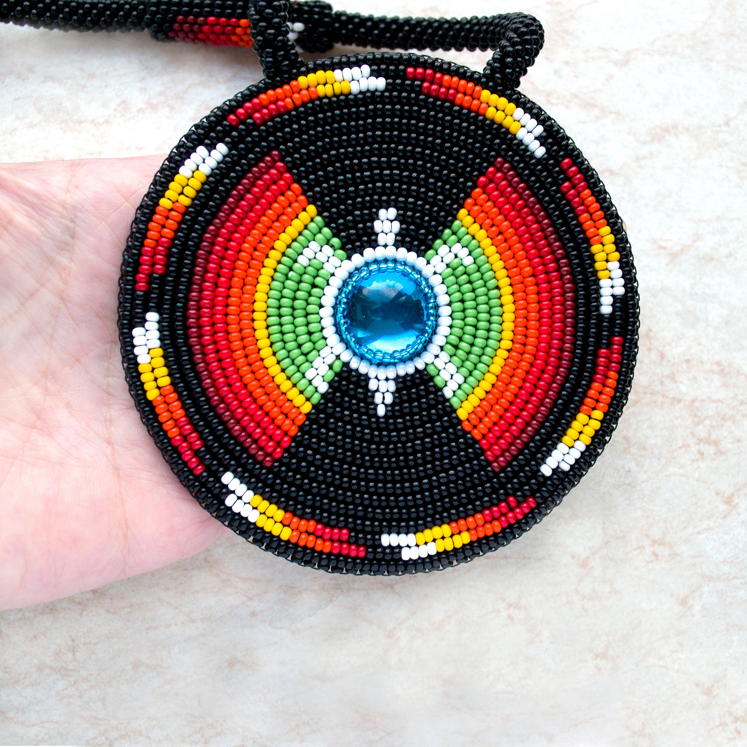 Beaded Native Medallion Necklace With Turtle, Medicine Wheel Pendant - Etsy