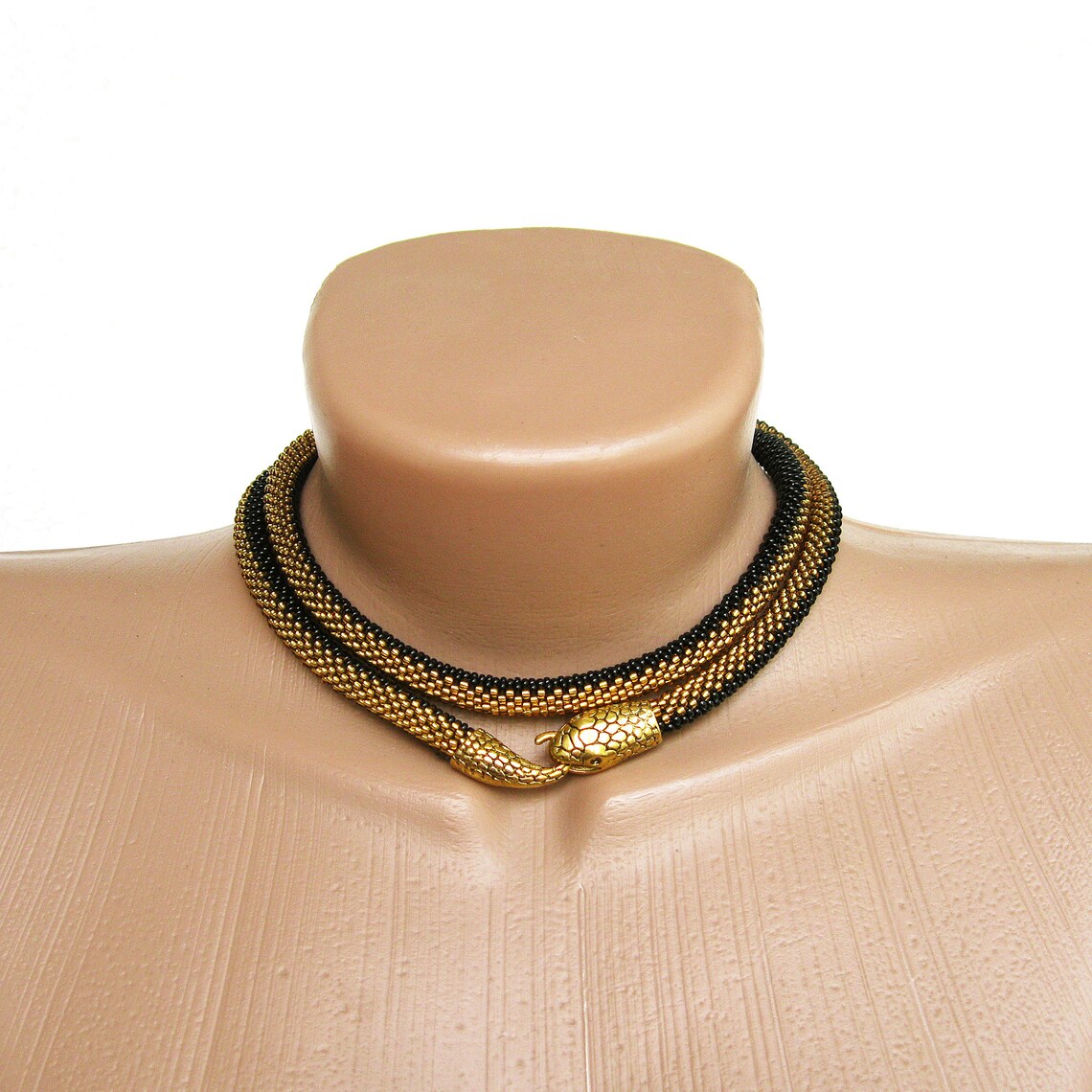 Gold Black Snake Necklace Ouroboros Mustard Seed Jewelry for - Etsy