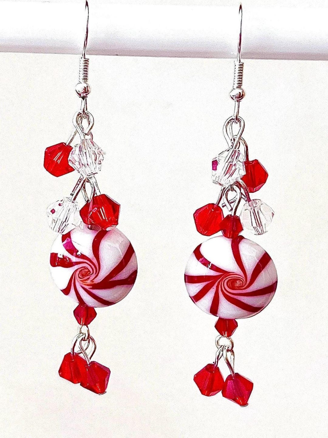 Peppermint Candy Earrings, Christmas Holiday Earrings, Peppermint ...