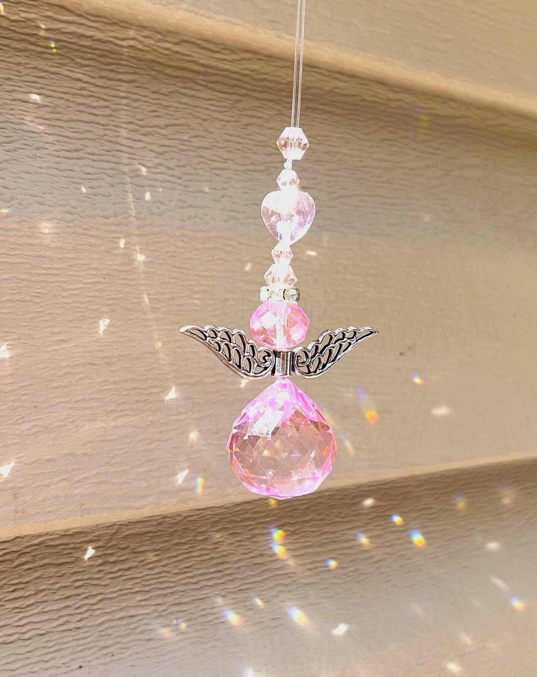 Angel Crystal Suncatcher-pink Angel Crystal Suncatcher, Crystal Angel ...