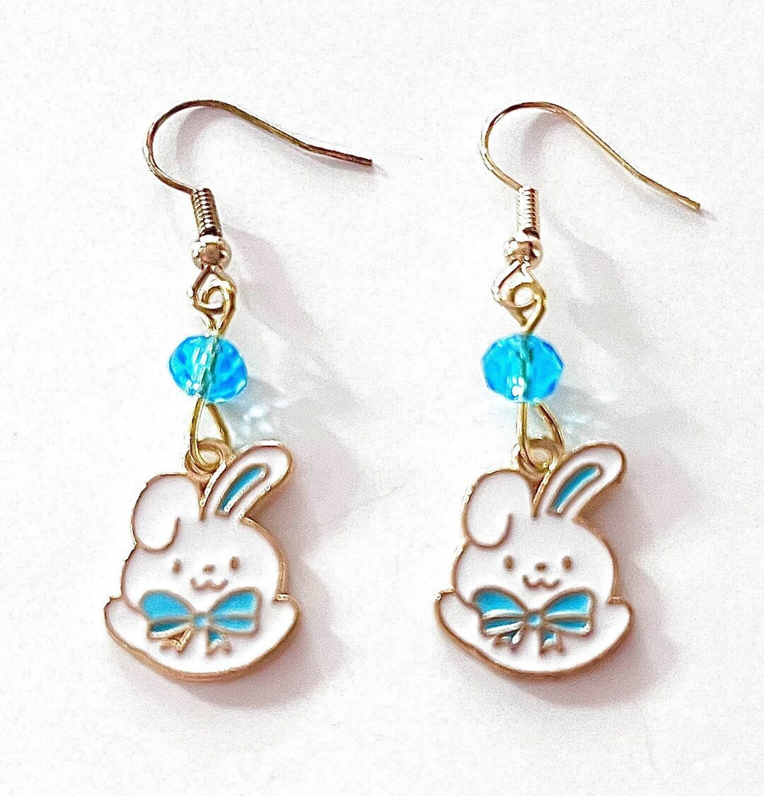 Easter Bunny Earrings, Easter Bunny Dangle Earrings, Blue Easter Bunny ...