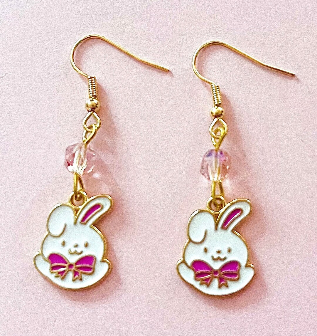 Easter Bunny Earrings, Easter Bunny Dangle Earrings, Pink Easter Bunny ...