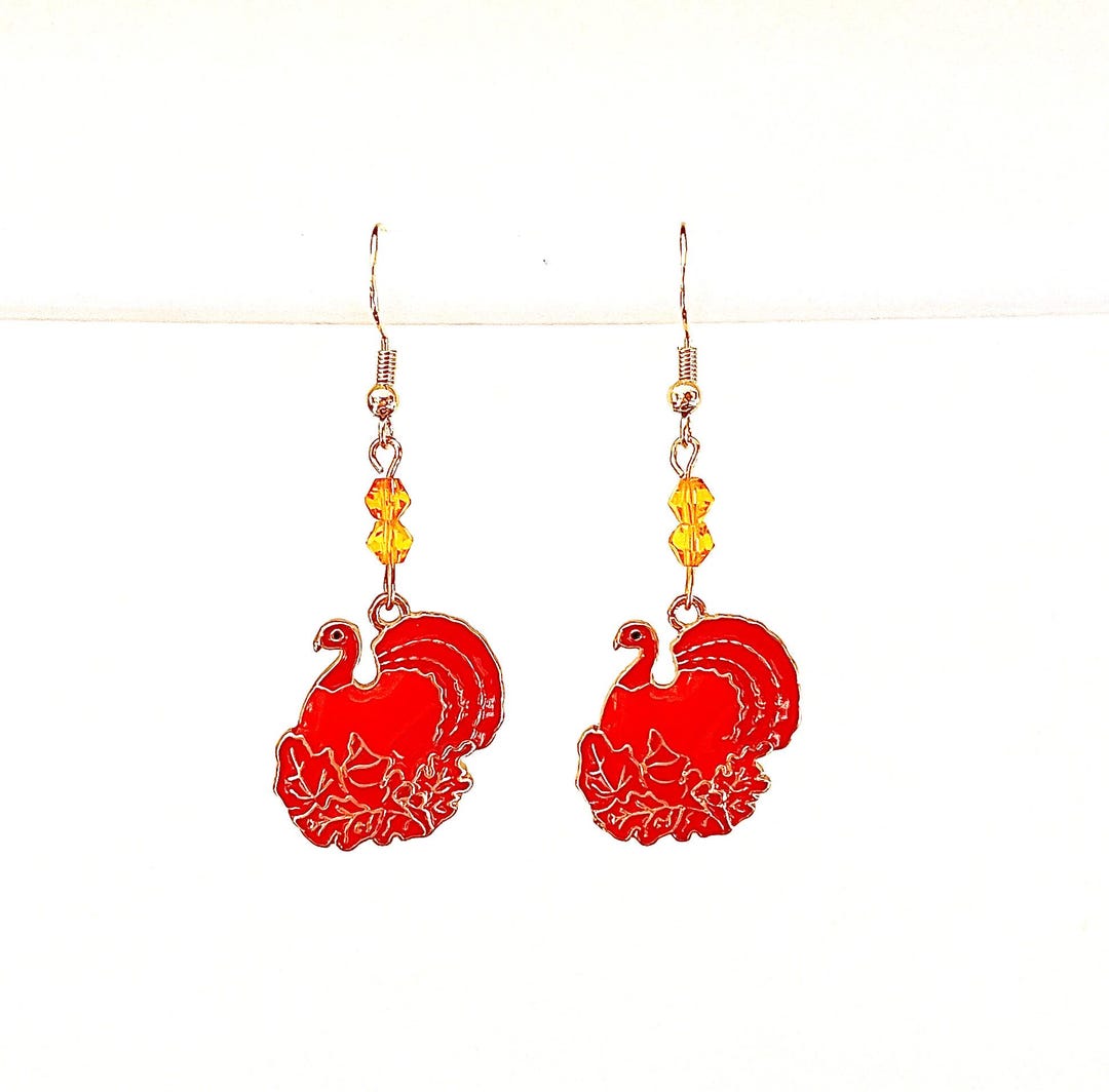 Thanksgiving Turkey Earrings, Turkey Jewelry, Thanksgiving Autumn Fall ...