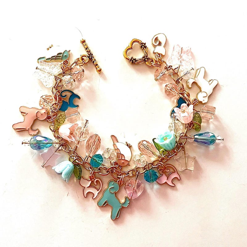 Cat Pink Flower Bracelet - Etsy