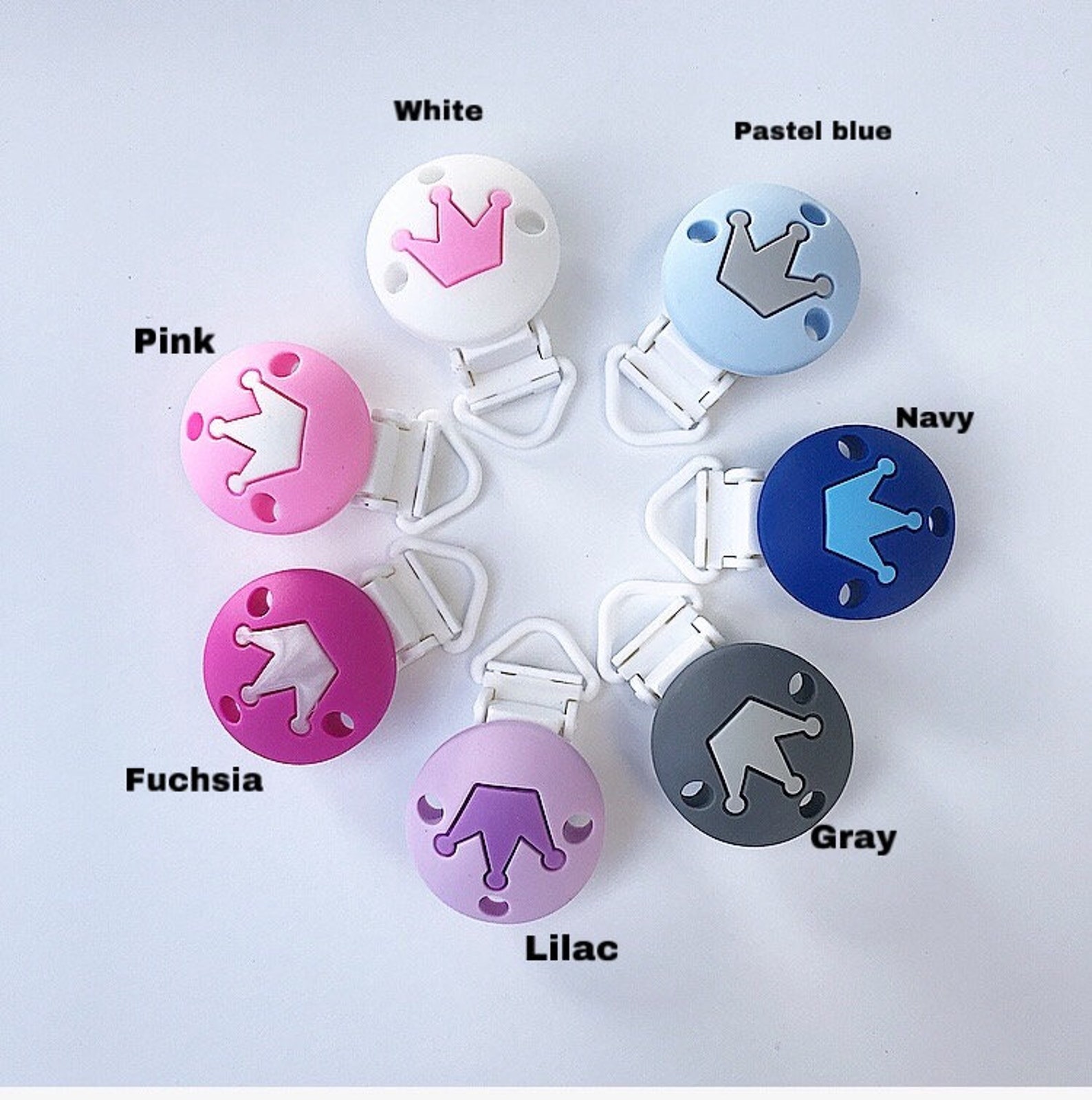 Silicone Round Shaped Crown Pacifier Clip Silicone Nipple | Etsy