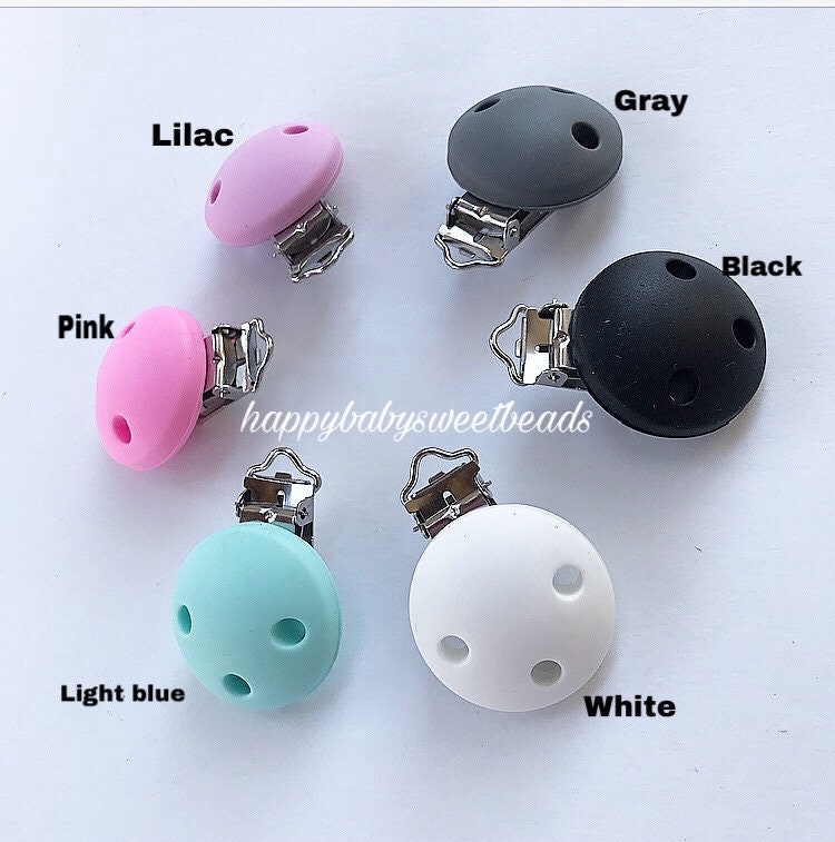Round Silicone Pacifier Clip 100% Food Grade Silicone BPA - Etsy