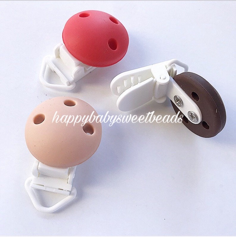 Round Silicone Pacifier Clip Food Silicone Dummy Clip | Etsy