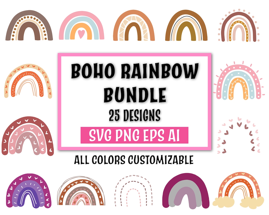Boho Rainbows Bundle Svg, Cricut Silhouette - Etsy