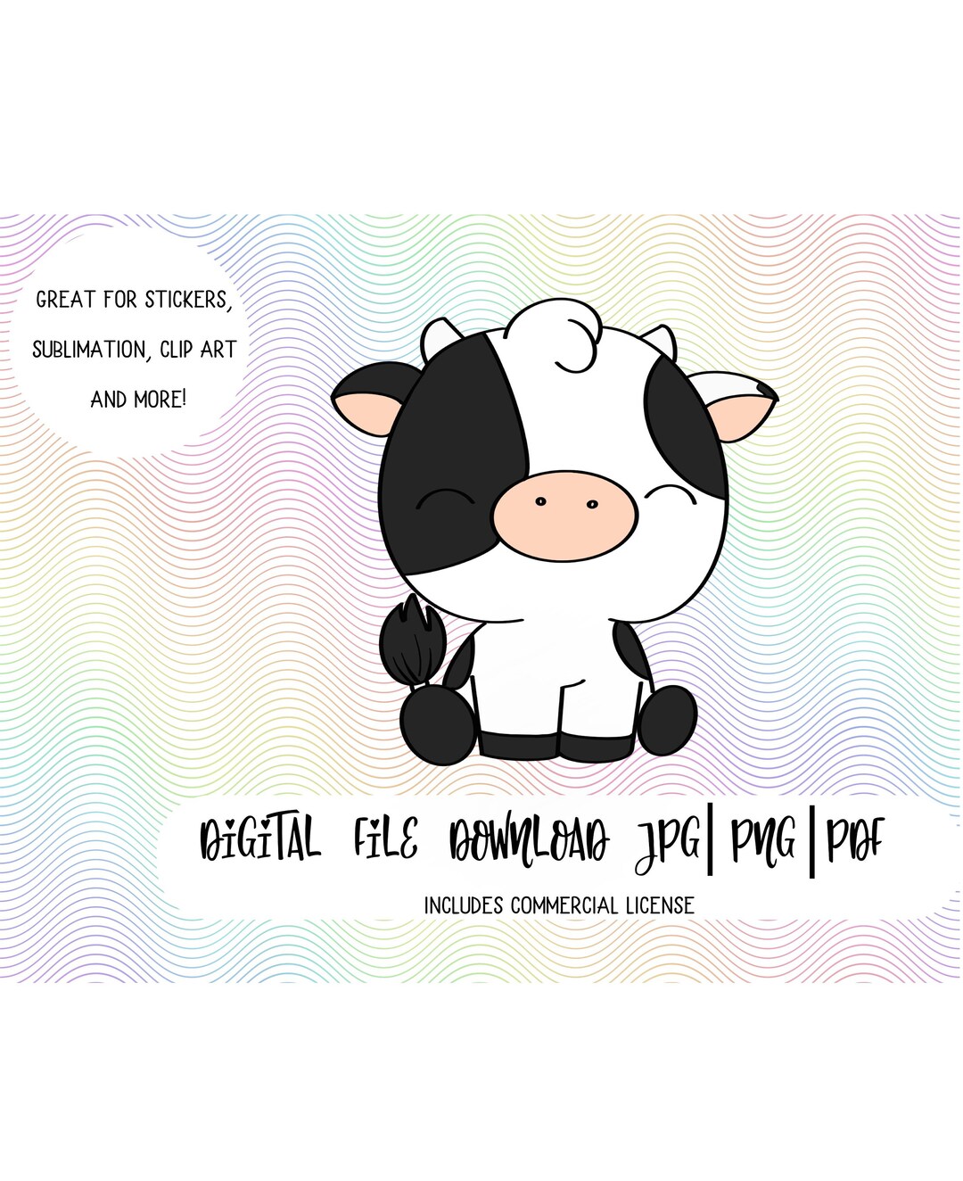PRINT & CUT Stickers, PNG, Sublimation, Clip Art, Cute Farm Animals for ...