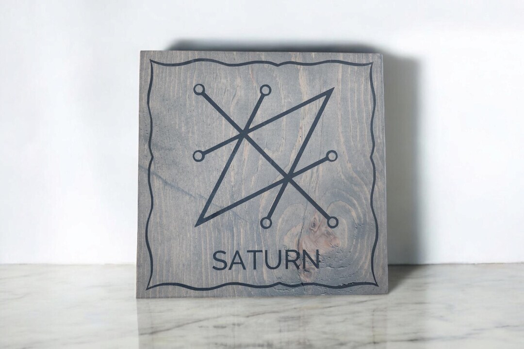 Saturn Wooden Altar Board, Planetary Magic, Seal of Saturn, Decorative ...