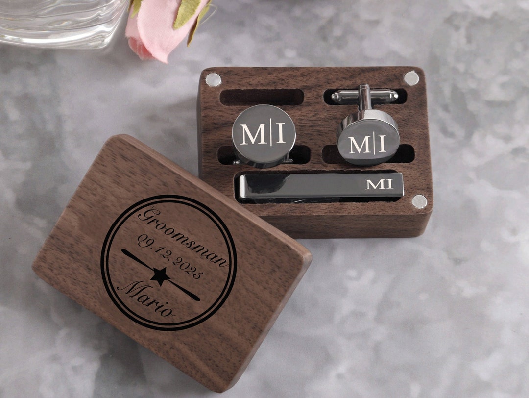 Engraved Cufflinks, Personalized Cufflinks Set, Personalized Tie Clip ...