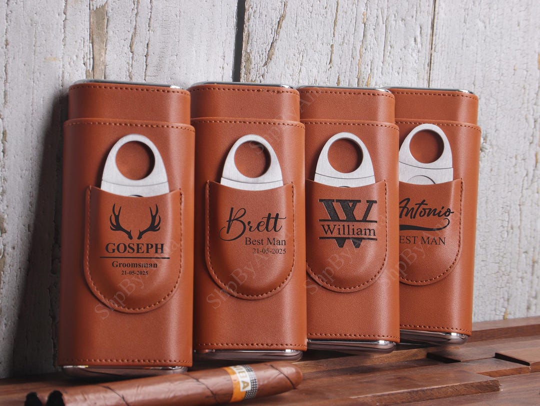Custom Engraved Cigar Case, Groomsmen Gift, Personalized Cigar Cutter ...