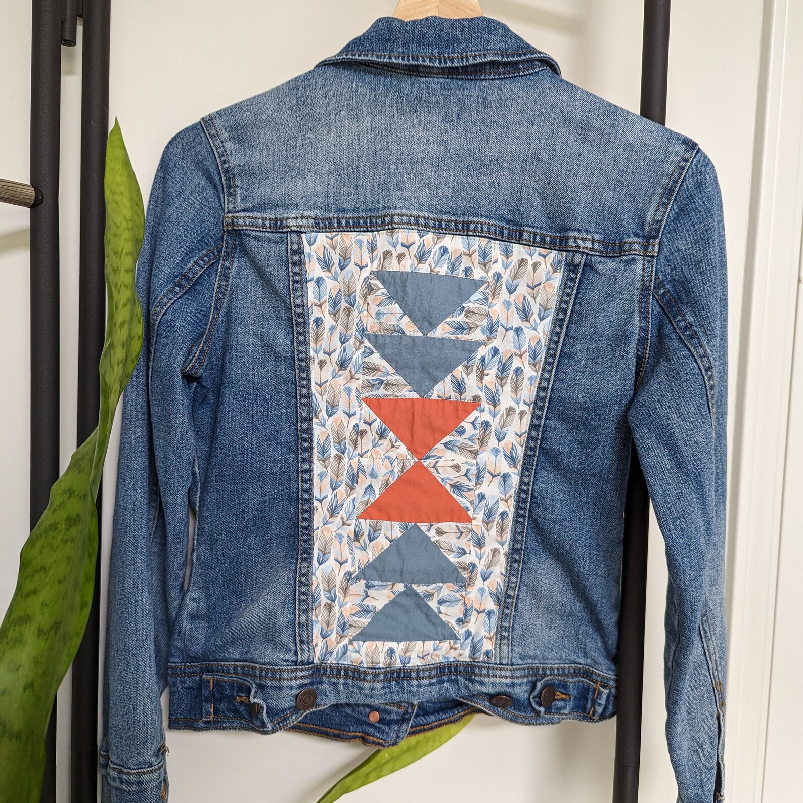 Upcycled Jean Jacket With Quilted Panel, Size XS - Etsy