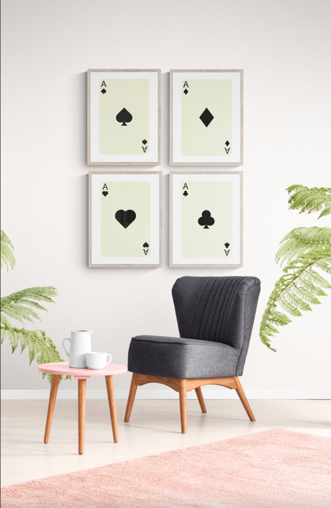 Set of 4 Black Ace Playing Card Posters - Classic Elegance for Your ...
