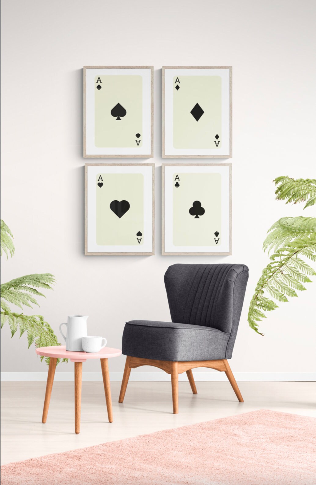Set of 4 Black Ace Playing Card Posters - Classic Elegance for Your ...