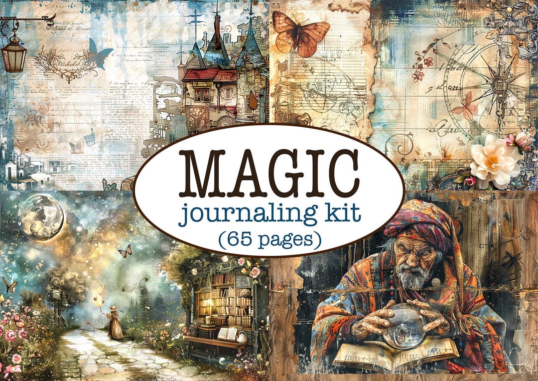 65 Printable MAGIC PAGES / Magic Junk Journal / Scrapbooking Paper ...