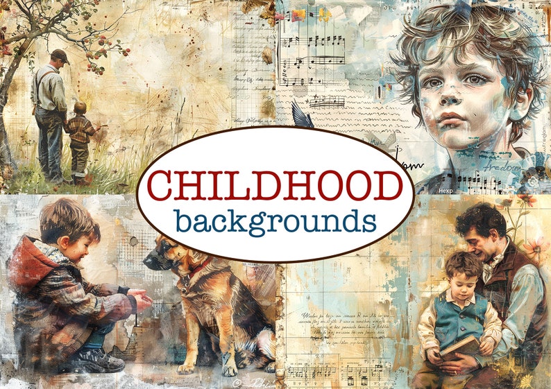 25 Printable CHILDHOOD Themed PAGES / Printable Junk Journal / Child ...