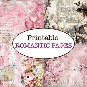 25 Printable ROMANTIC PAGES / Love Junk Journal / Scrapbooking Paper ...