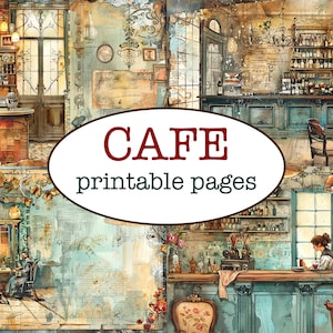 25 Printable CAFE Themed PAGES / Printable Junk Journal / Vintage ...